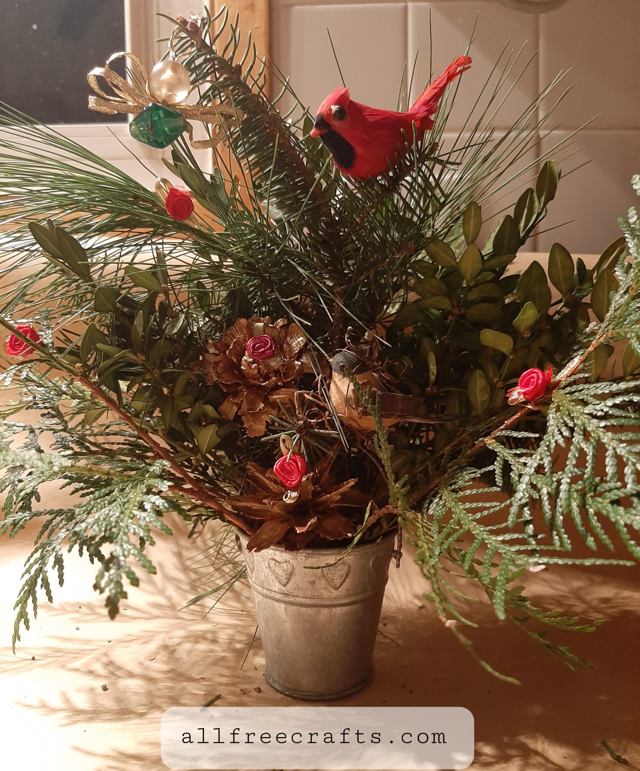 Mini Christmas Evergreen Display - All Free Crafts
