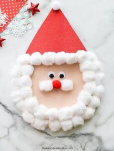 Paper Plate Santa Craft with Cotton Balls Beard - All Free Crafts